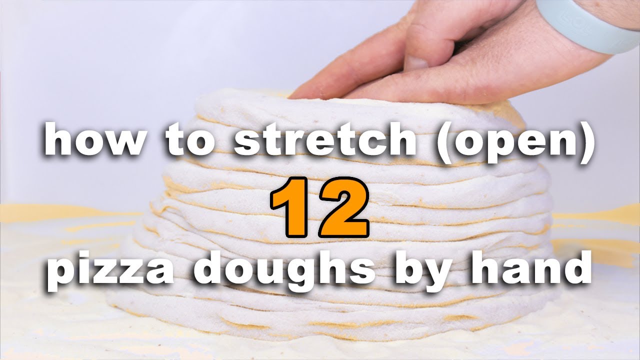 How to Stretch (open) 12 Pizza Doughs by hand - YouTube