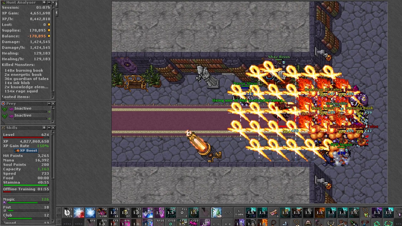 Tibia Secret Library Fire Section Hunt 624 MS Non-pvp - YouTube