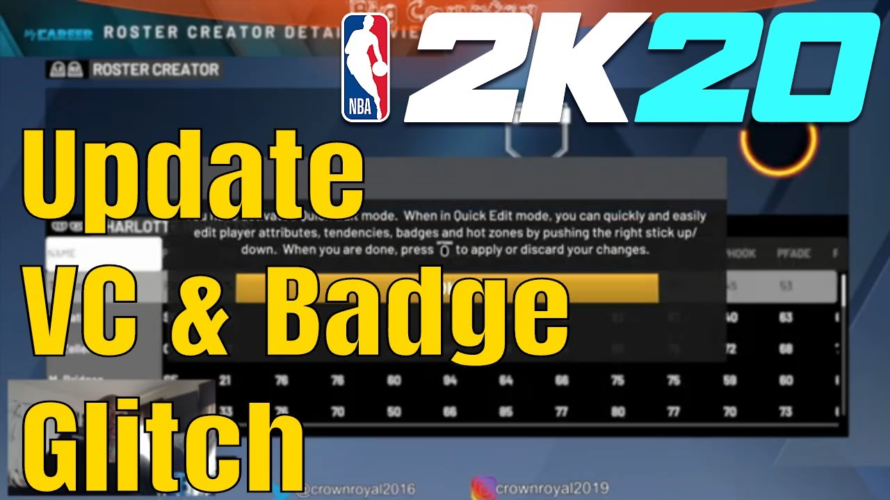 NBA 2k20 - Update VC And Badge Glitch - YouTube