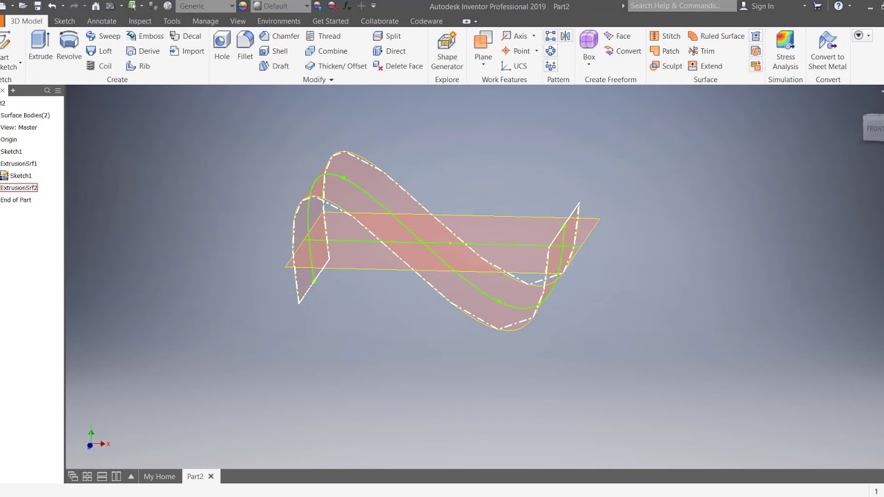Inventor 2019 3B Cizim Intersection Curve - YouTube