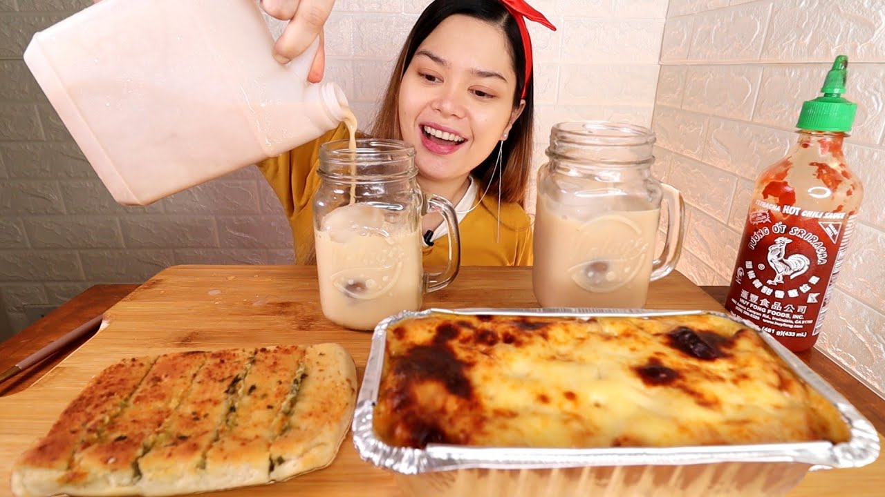BAKED MAC AND 1 LITER MILK TEA MUKBANG - YouTube