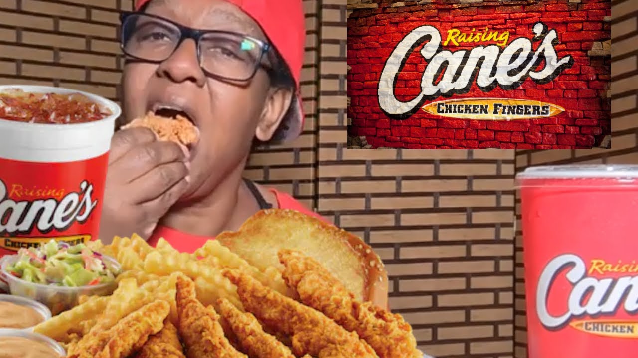 RAISING CANE'S CHICKEN FINGERS BOX COMBO & CANE'S SAUCE - MUKBANG - YouTube