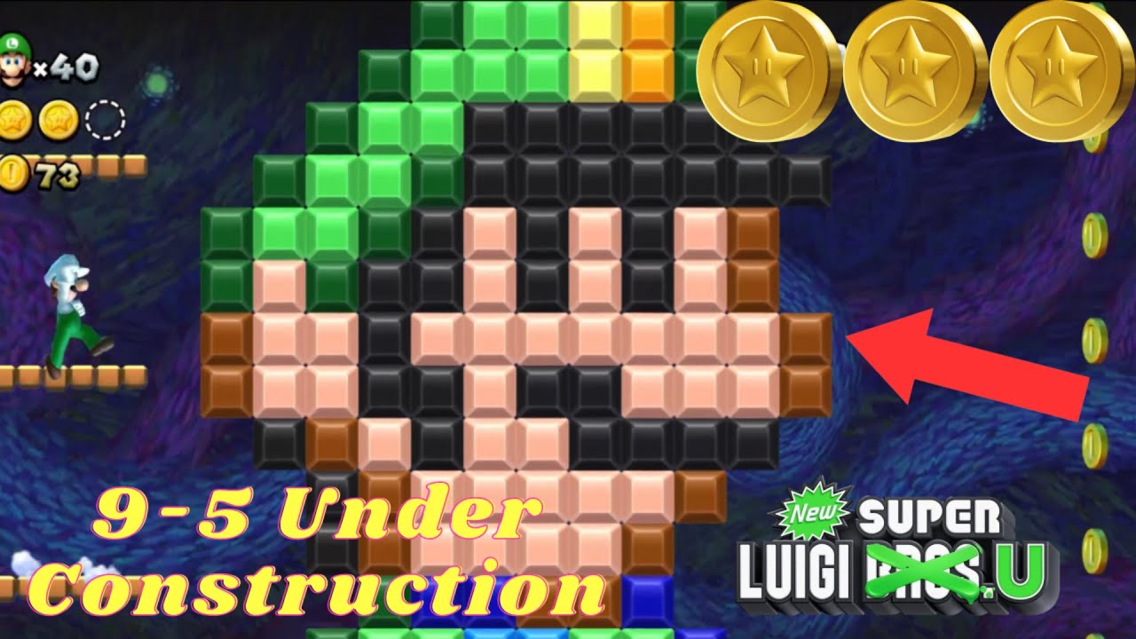 [New Super Luigi U Deluxe] 9-5 Under Construction All 3 Star Coins 100% - YouTube