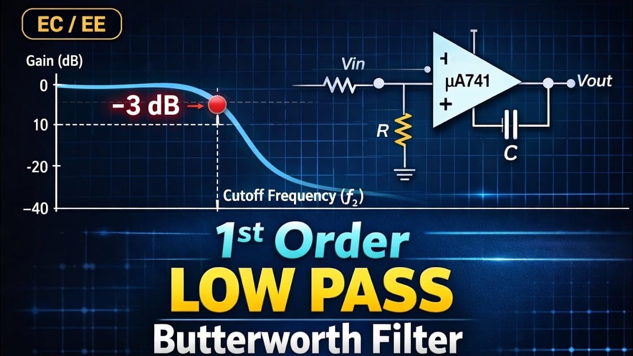 Designing of 1st order low pass butterworth filter @gatehint | # ...