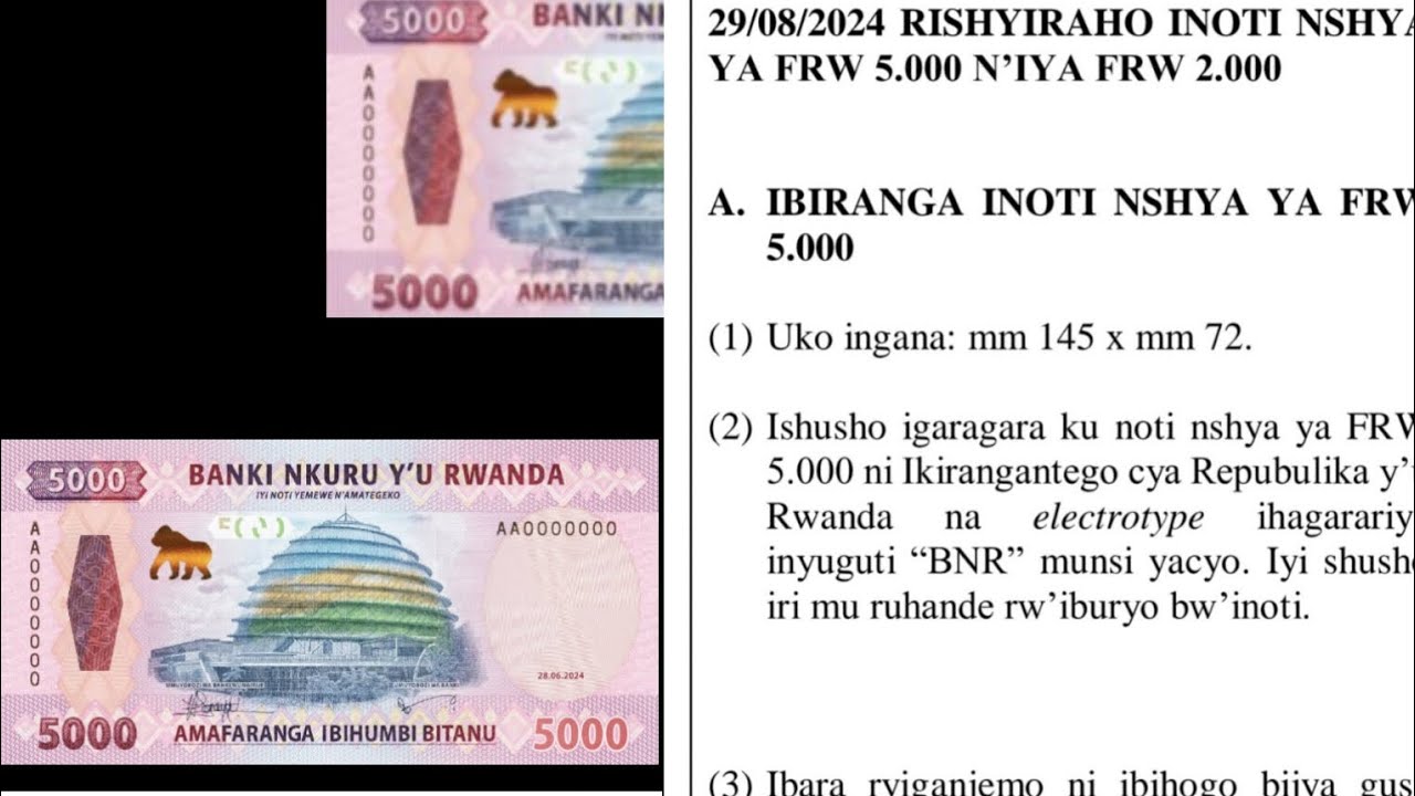 BANKI NKURU Y'URWANDA YASHYIZE KWISOKO INOTI NSHYA YA 5000 N'INOTI YA ...