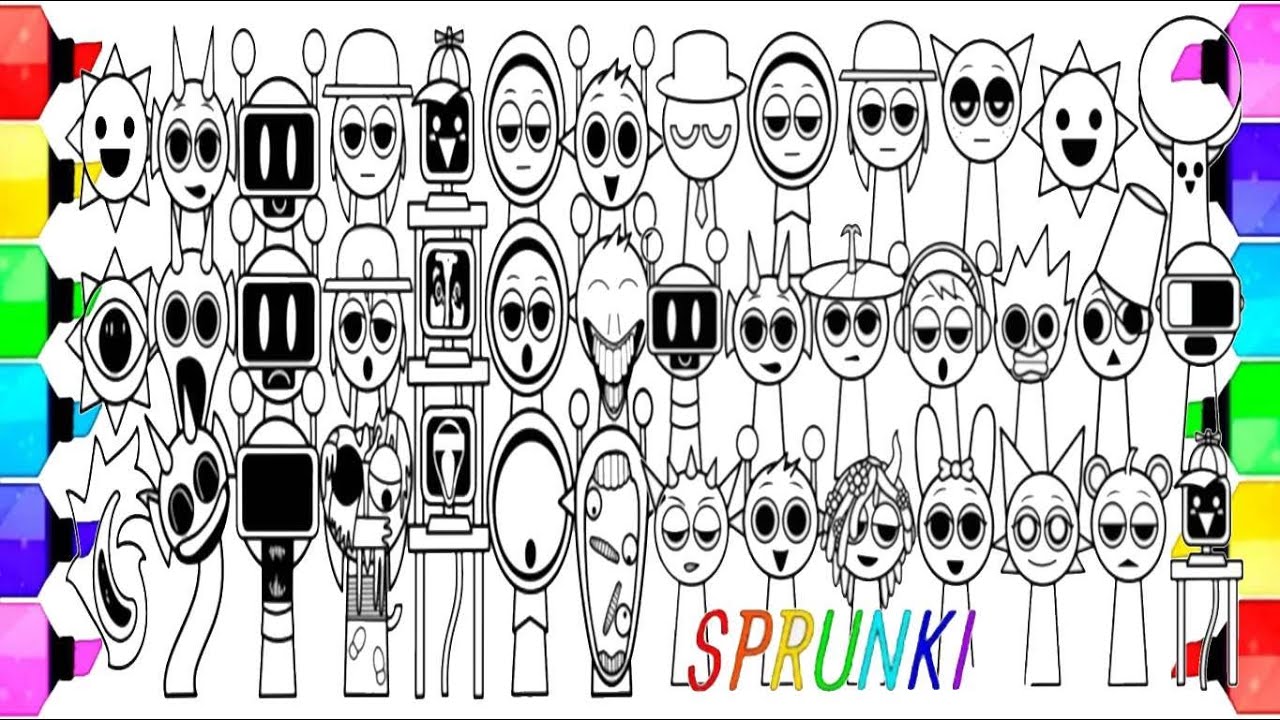 INCREDIBOX SPRUNKI COLORING PAGES / How to Color SPRUNKI All Characters ...