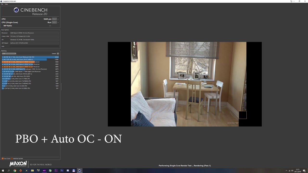 RYZEN 3950X Cinebench R20 - YouTube