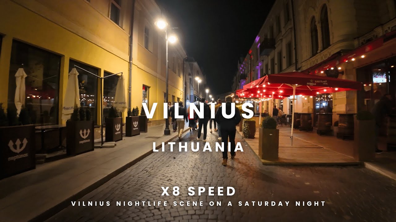 Vilnius | Lithuania | Vilnius nightlife scene on a Saturday night | 4K ...