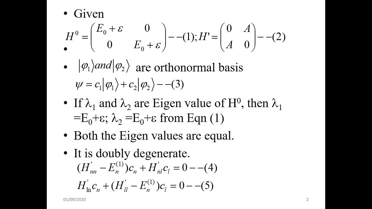 Time Independent Perturbation Theory First Order Correction In Energy