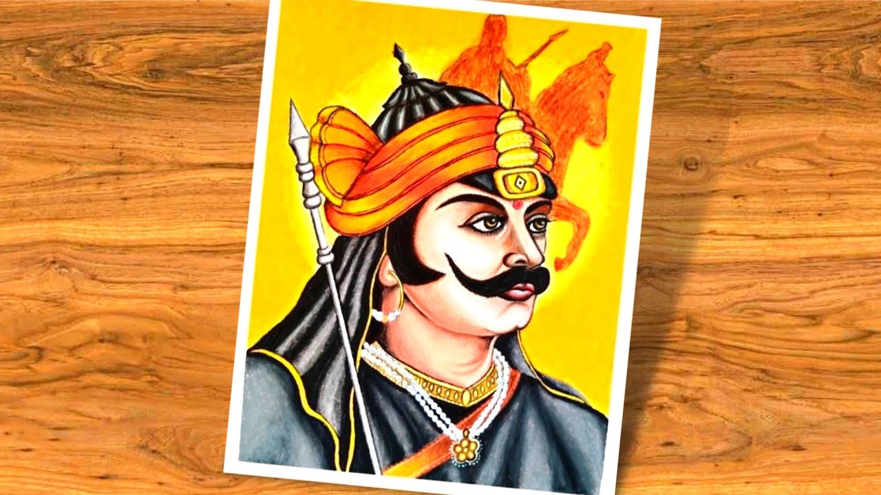 Maharana Pratap Singh Ji Drawing | Oil Pastel Drawing | Pencil Sketch ...