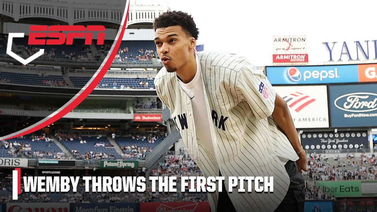 Victor Wembanyama throws the first pitch at Yankee Stadium | MLB on ...