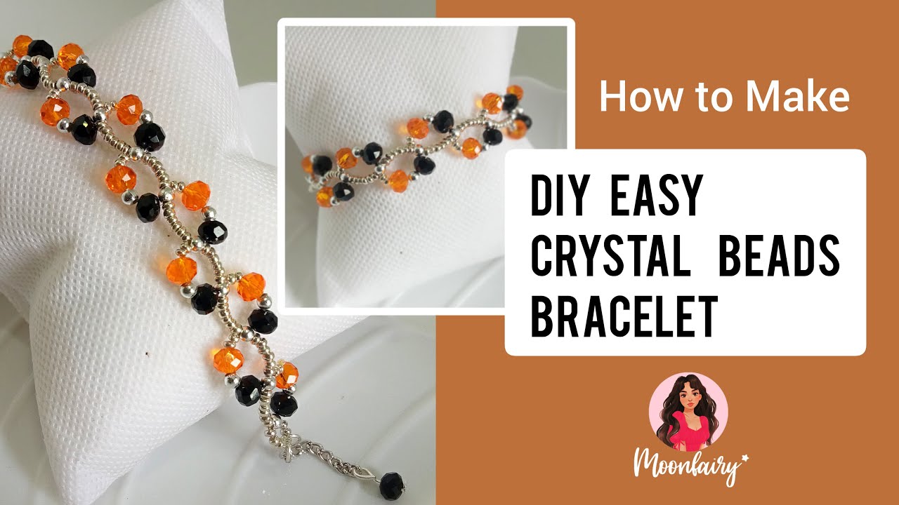 DIY How to make Easy Crystal Beaded Bracelet Tutorial - YouTube