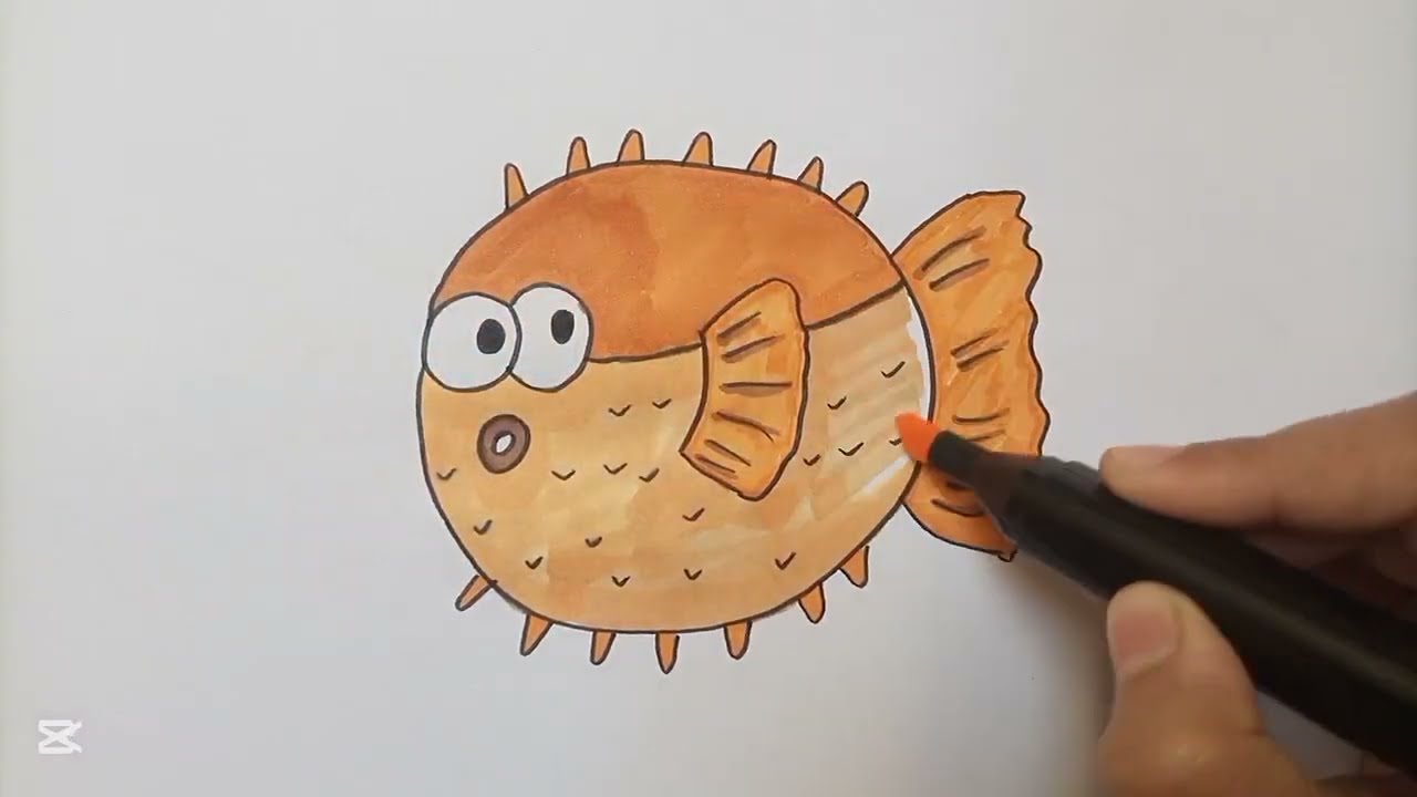 Easy Puffer Fish Drawing For Kids| Easy Step by Step tutorial - YouTube