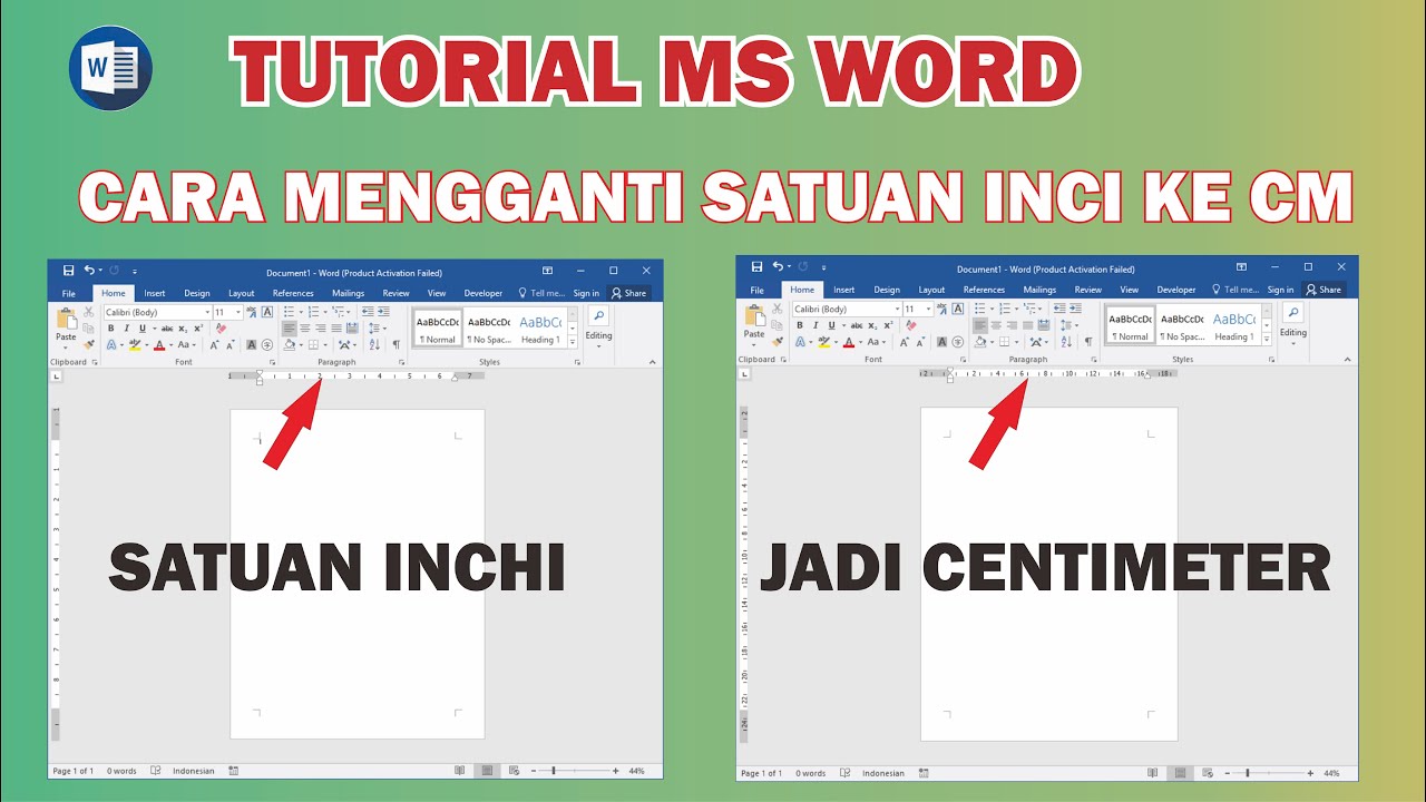 Cara mengubah satuan inchi ke cm di ms word - YouTube