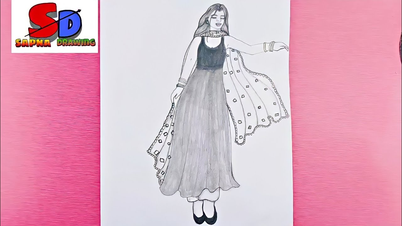 how to draw a very simple girl - drawing easy | pencil sketch for ...