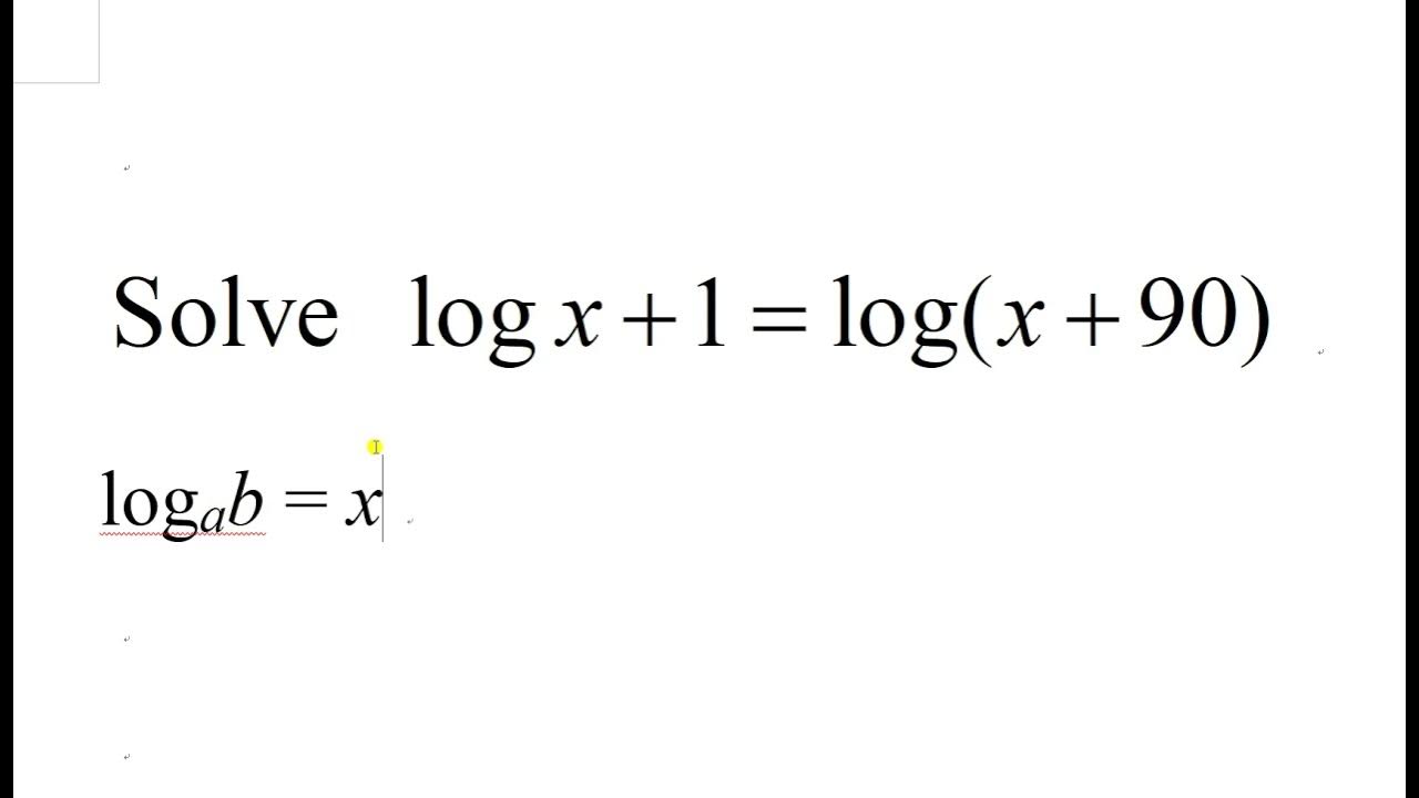 Solving Logarithm Equation using properties of logarithm 01 - YouTube