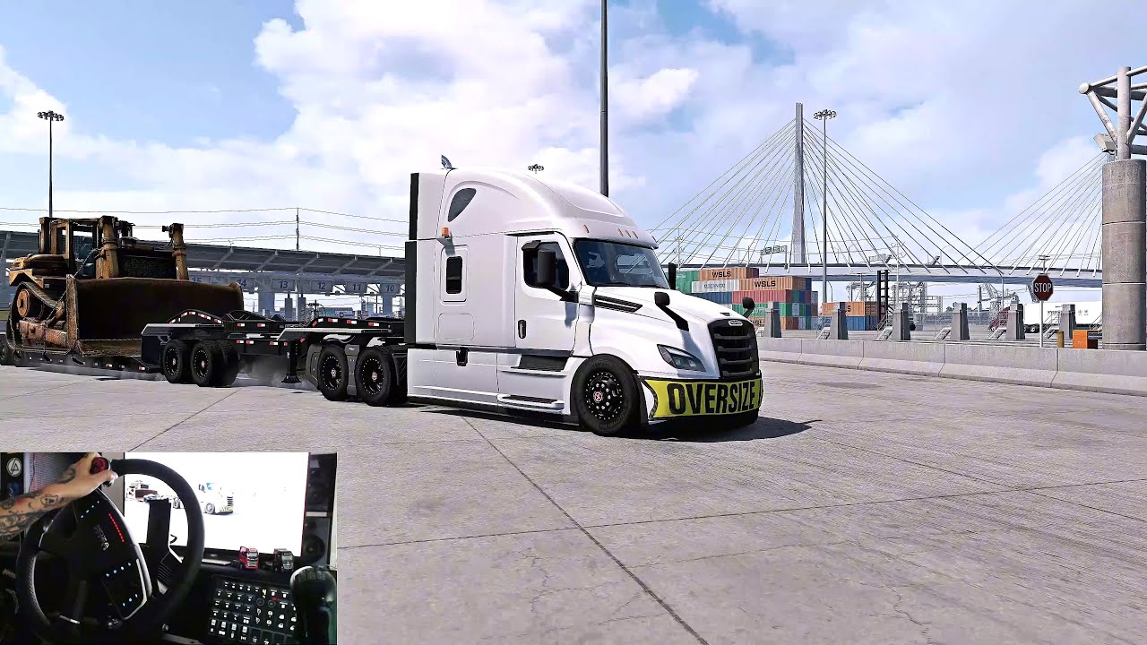 An Oversized Load (Bulldozer) Delivery with Freightliner Cascadia ...