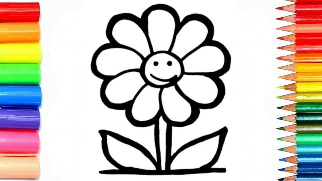 How to draw a rainbow flower drawing || Easy colourful flower drawing ...