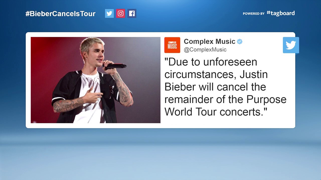 Fans upset Bieber cancels remaining concert dates - YouTube
