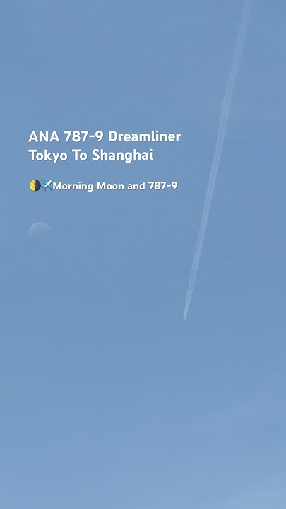 🌗 ️ Morning Moon and ANA 787-9 Dreamliner contrail Tokyo To PVG Shanghai 全日空 上海行き 787-9 飛行機雲 ...