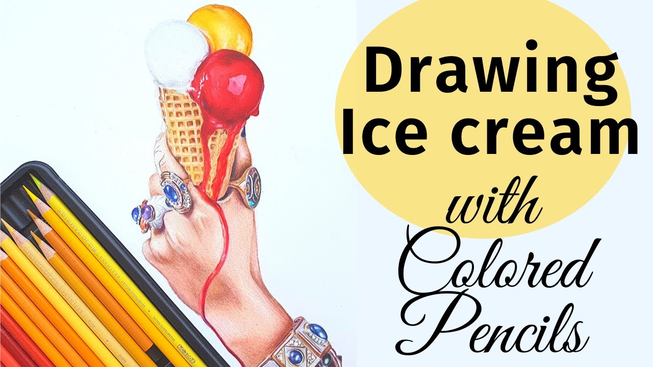 Realistic COLORED PENCIL drawing time lapse|| Drawing ICE CREAM with ...