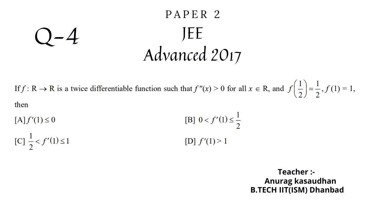 JEE Advanced 2017 Math Paper 2 (Q 4) solution | IIT JEE Maths | # ...