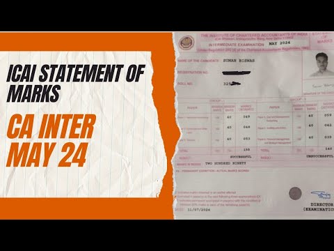 ICAI CA intermediate Statement Of Marks of May 2024 Exam. icai ...