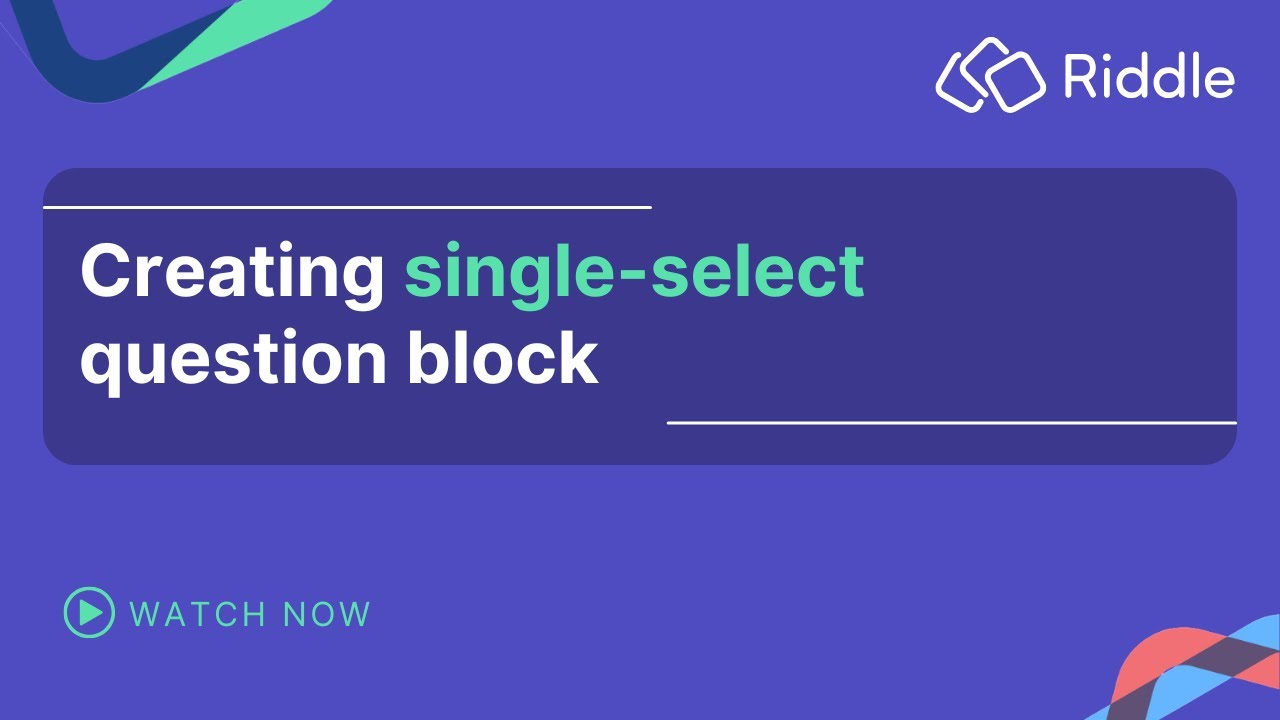 Creating single-select question block in Riddle Quiz Maker - YouTube