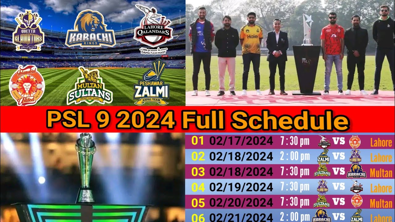 Pakistan Super League 2024 Schedule PSL Seasons 9 full SchedulePsl 9 ...