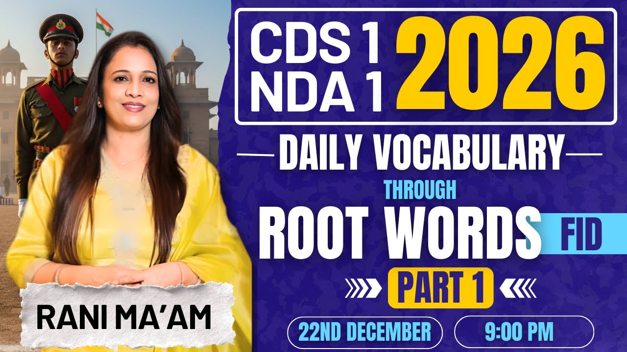 Learn Vocabulary With Rani Ma’am I Root Word FID Explained | NDA CDS 1 ...