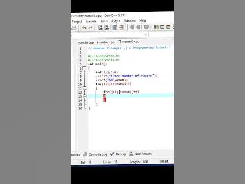 Number Pattern || C Programming Basic Tutorial #coding #programming #shorts #shortvideo #viral # ...