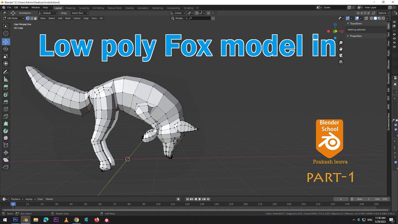 low poly fox model in blender /animal/શિયાળ /लोमड़ी - YouTube