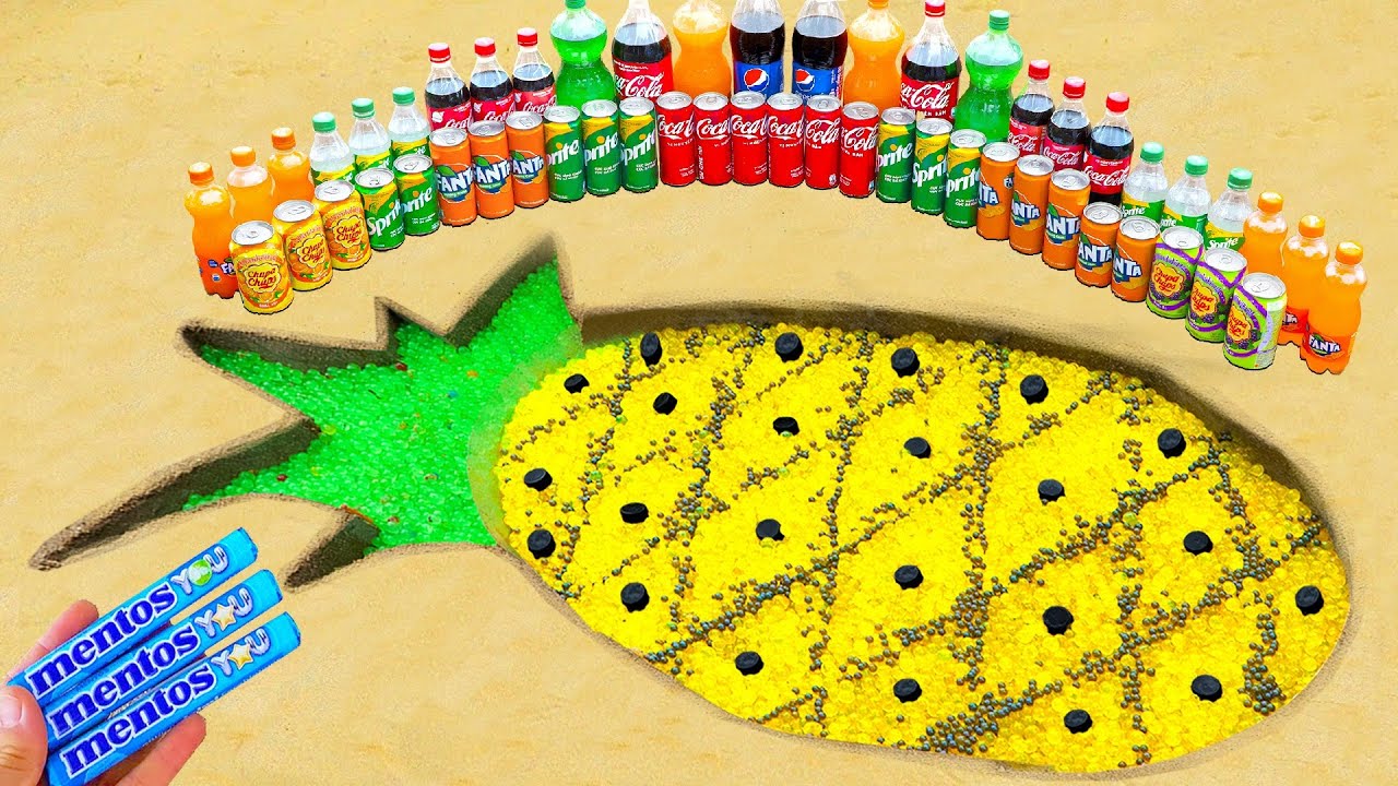 Pineapple vs Orbeez Underground | Experiment Coca Cola, Different Fanta ...