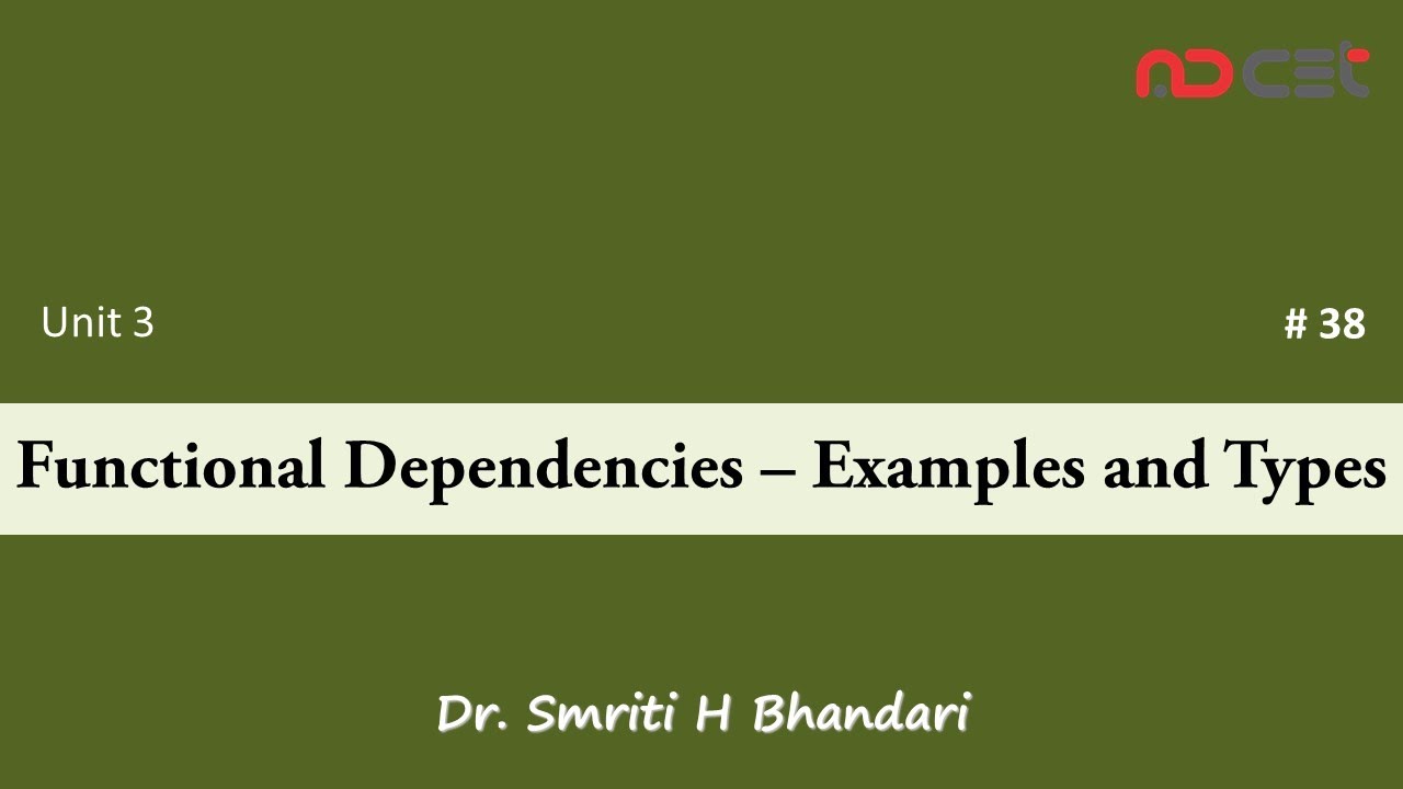 # 38 - Functional Dependencies - Examples, Types - YouTube