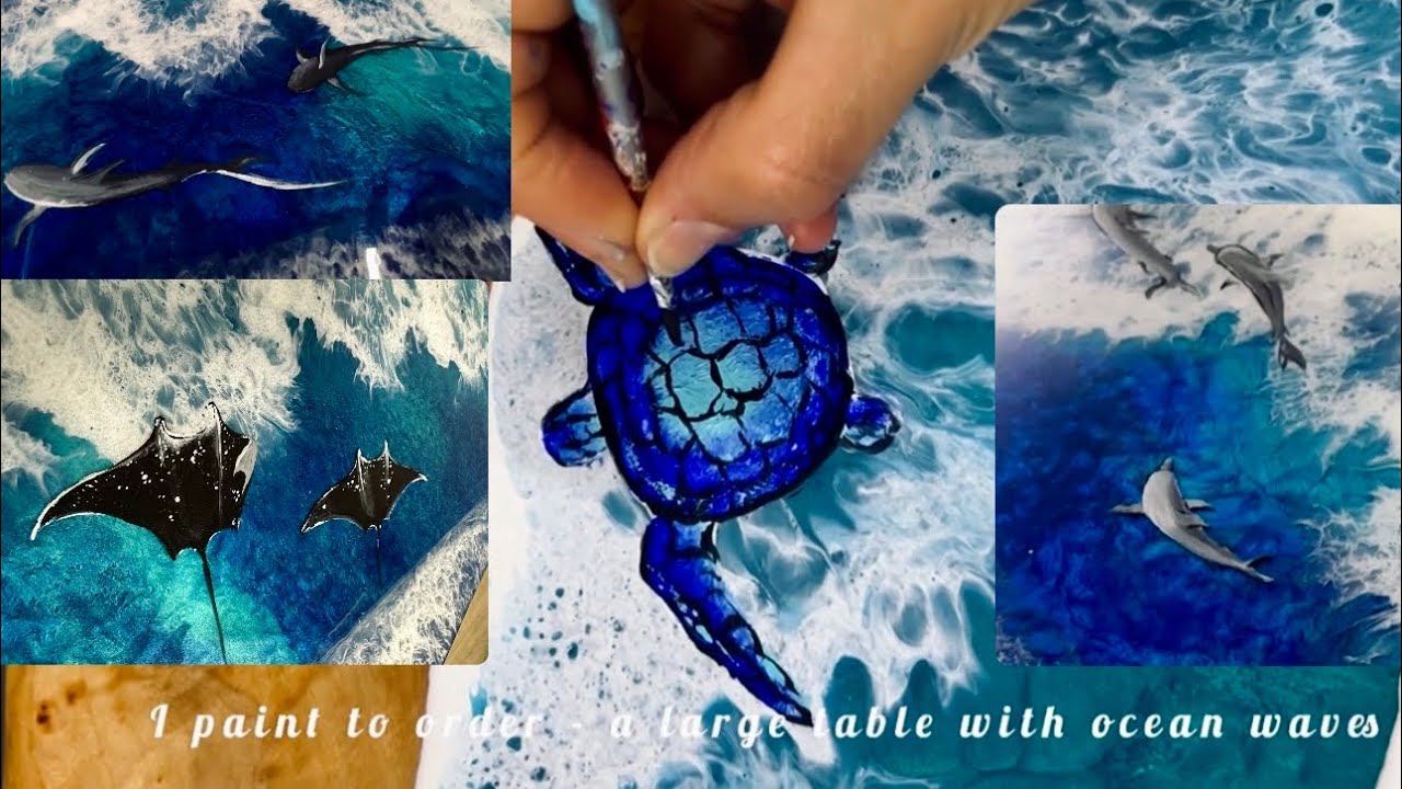 @thunderwoodstudio Epoxy Resin Table Wave Table, 3D Fish, Ocean Design ...