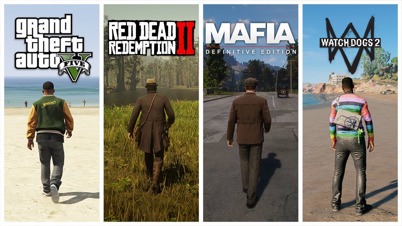 GTA 5 vs RDR 2 vs MAFIA Definitive Edition vs Watch Dogs 2 SBS ...