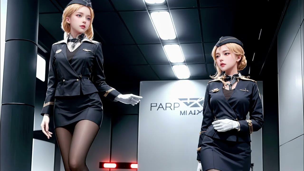 AI Girls Model Lookbook PART 9: Beautiful Flight Attendants in Stunning Uniforms #fashion - YouTube
