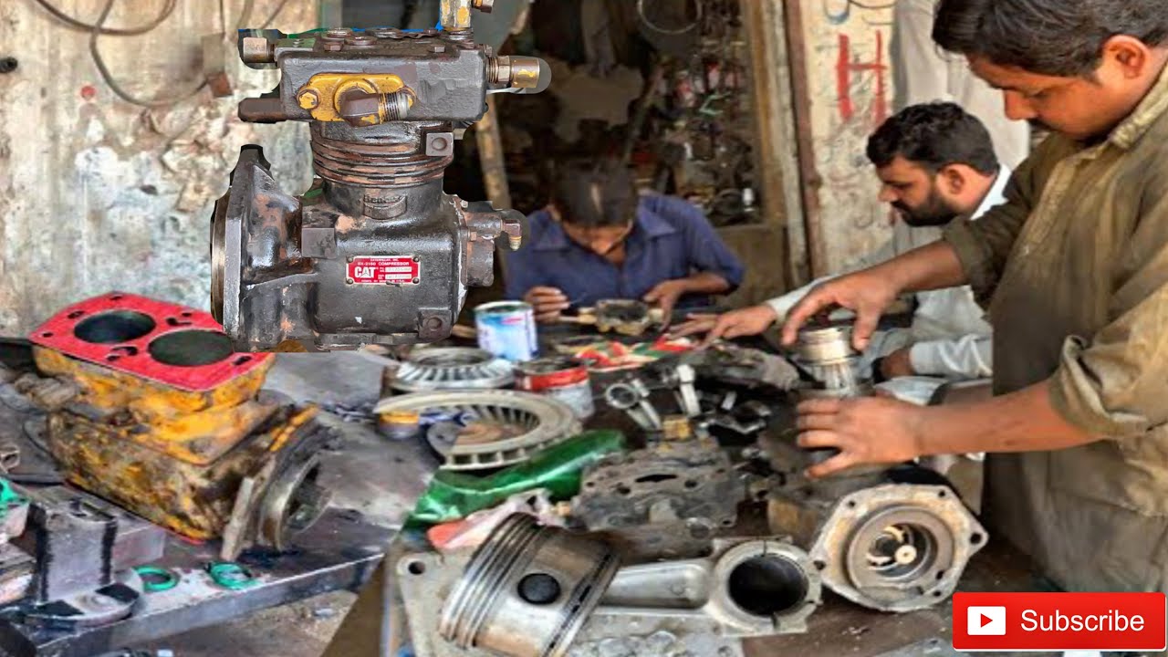 Amazing Repairing Twin Cylinder Caterpillar Air Compressor \ Cylinder ...