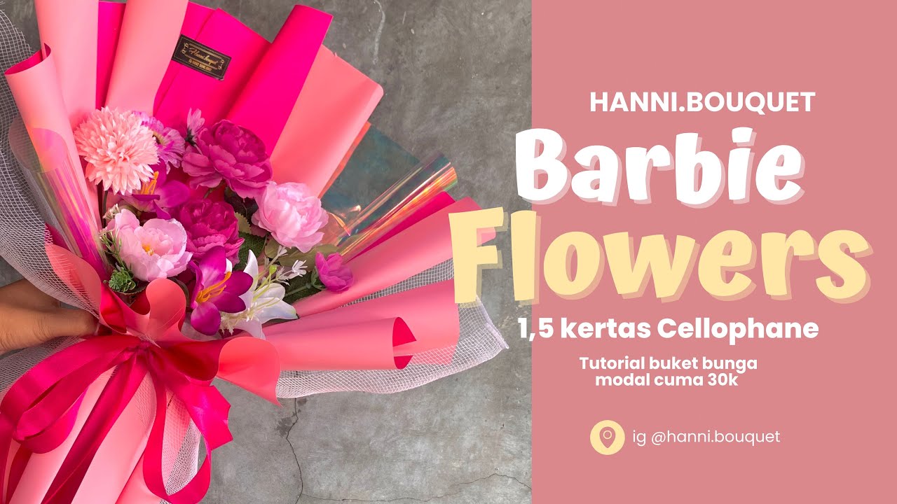 BUKET BUNGA SIMPEL TEMA BARBIE || LOW BUDGET MODAL 30k 1,5 KERTAS ...