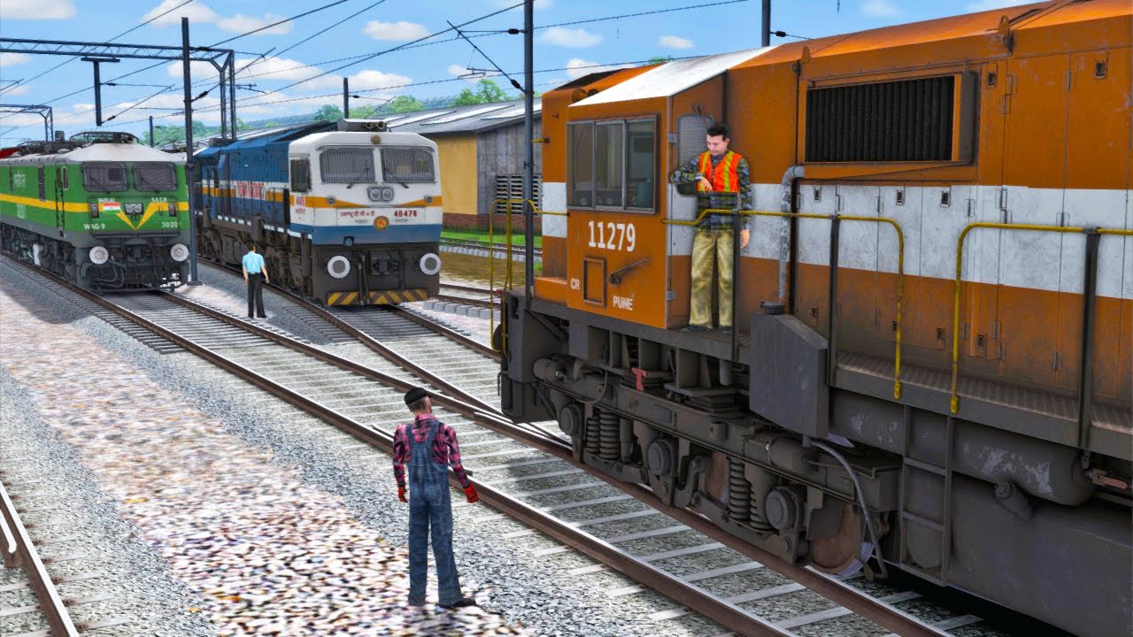 Three Trains at Same Track Due TO Signal and Track Fault :- Stops train ...