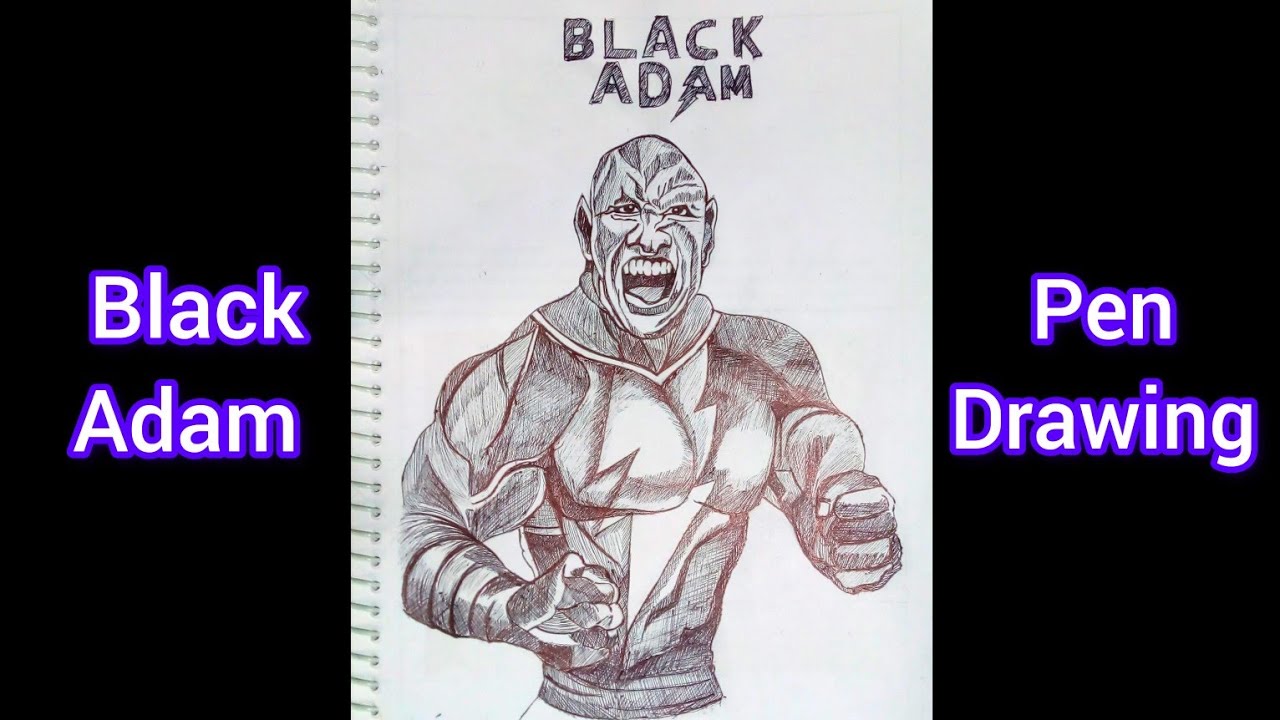 How To Draw Black Adam Using Only Black Ball Pen || Step By Step ...
