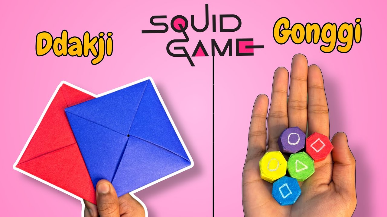 Make Easy Paper Ddakji And Gonggi Squid Game 🟦🟥 - YouTube