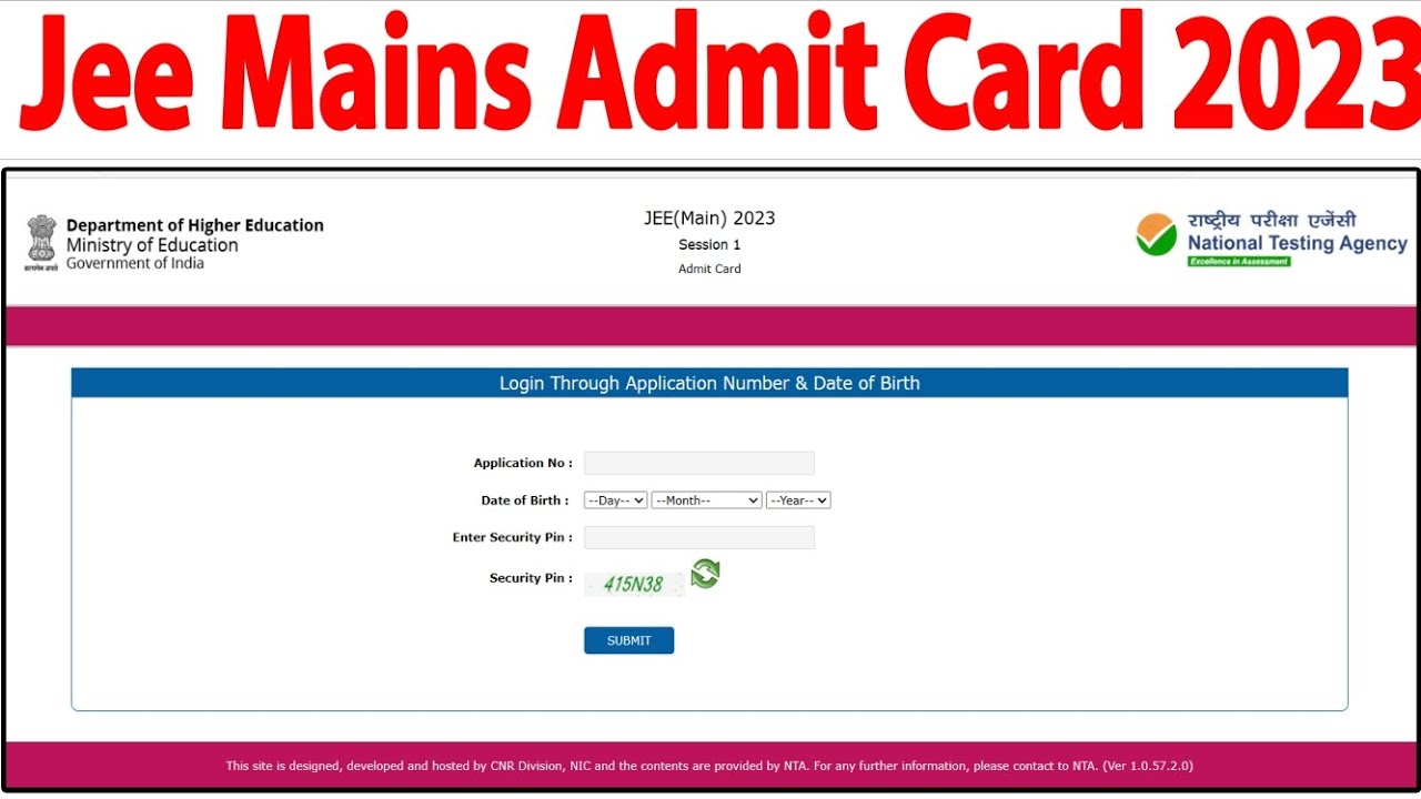 jee main admit card 2023 session 1 jee main admit card kaise download ...