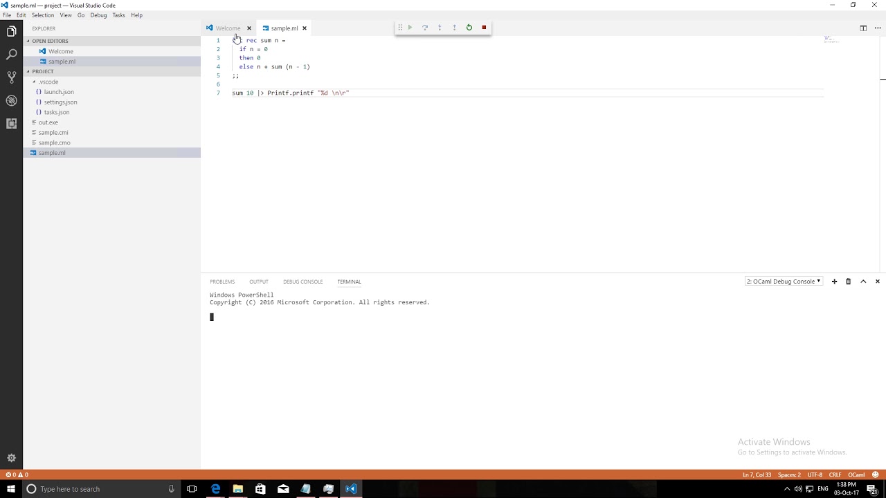 VsCode pentru OCAML depanare - YouTube