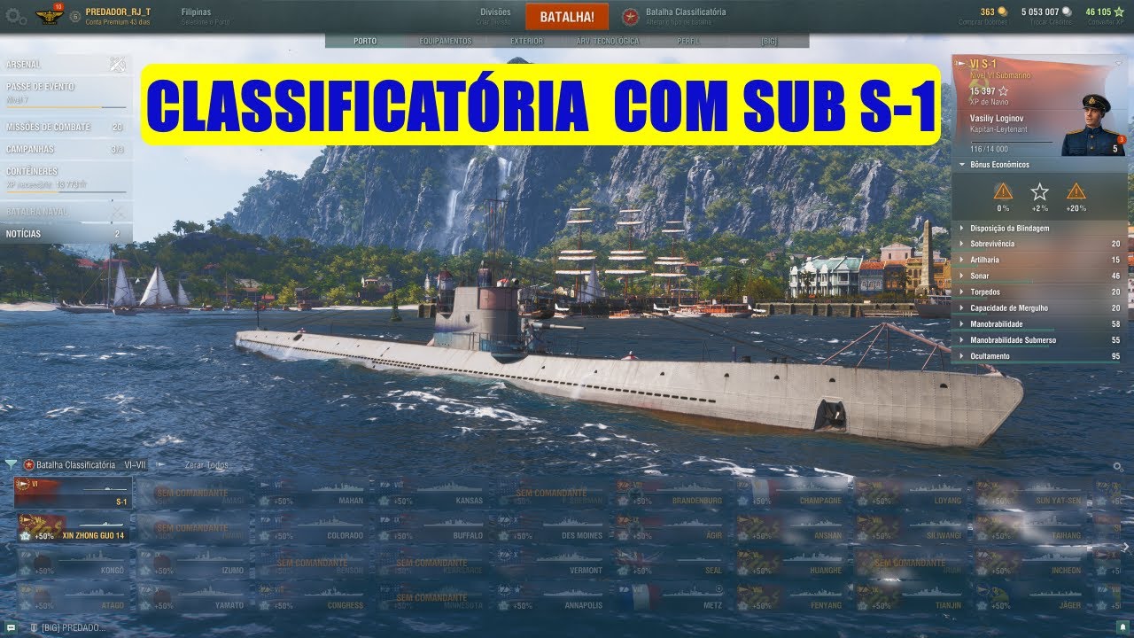 🔴WORLD of WARSHIPS - JOGANDO CLASSIFICATÓRIA COM SUB S-1 ...