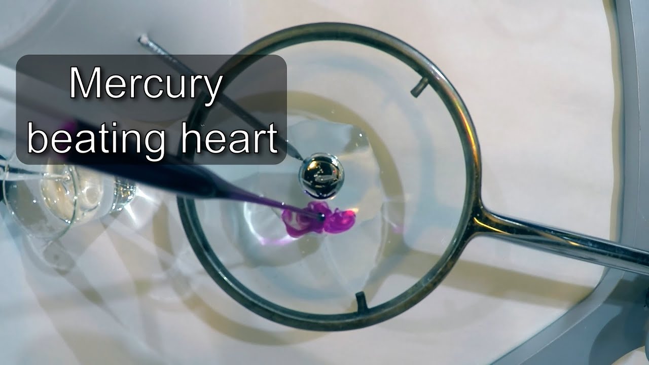 Mercury beating heart – changes of surface tension - YouTube