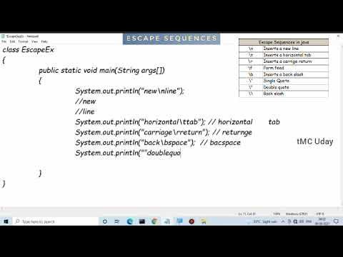 1.12.Escape Sequences or Escape codes in java tutorial in TELUGU - YouTube