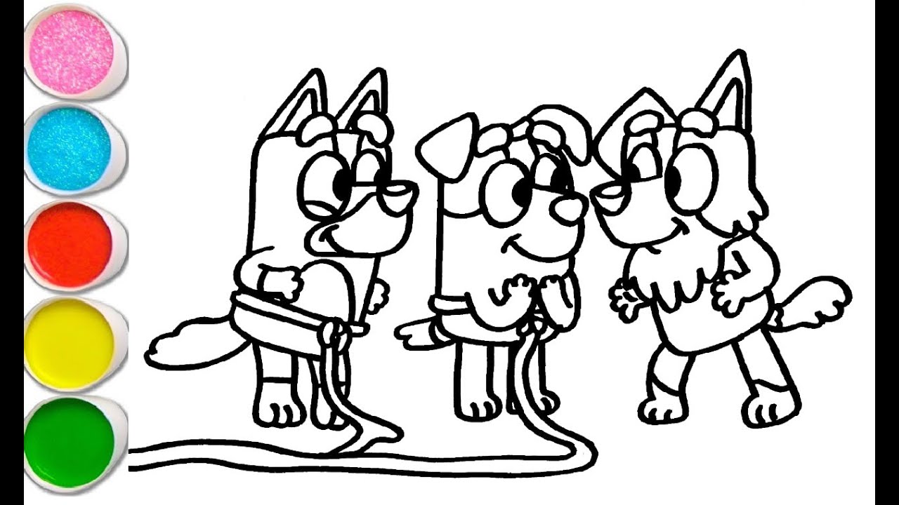 How to Draw A Cute Bluey in Funny Moments 🤩Easy drawing and coloring ...