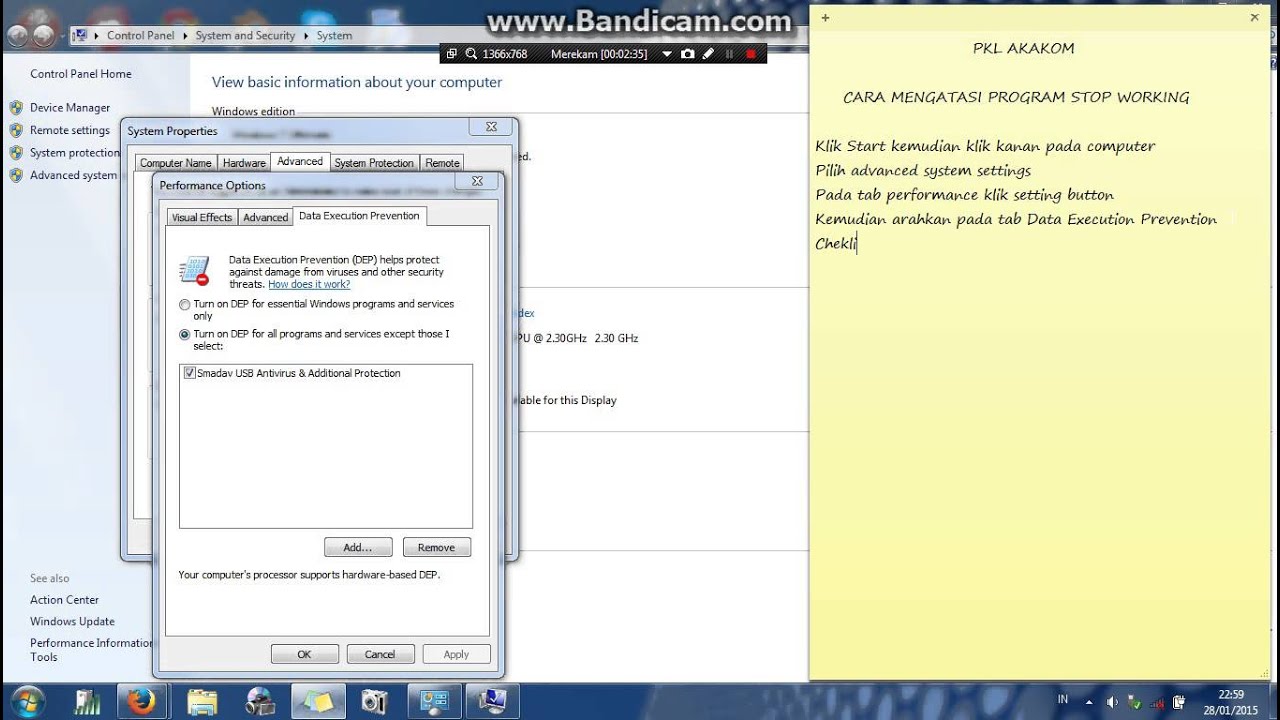 [Tugas PKL]Cara mengatasi Program "Has Stop Working" - YouTube