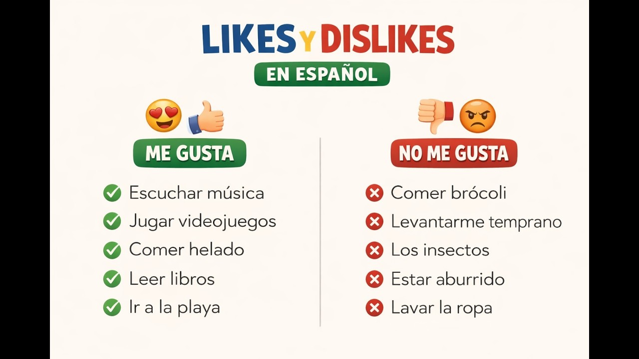 Expressing Likes and Dislikes in Spanish - YouTube